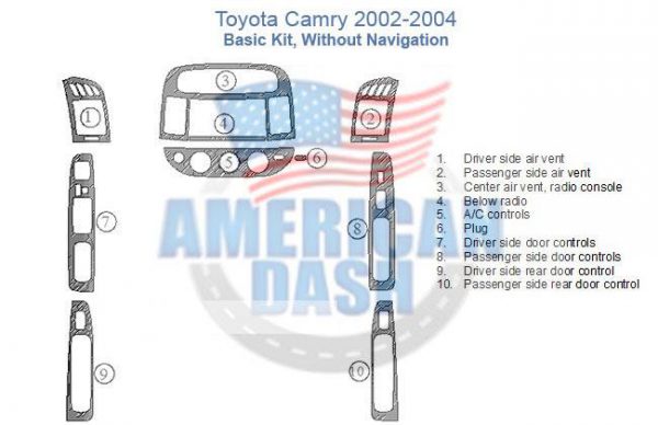 Fits Toyota Camry 2002 2003 2004 Basic Dash Trim Kit, Without ...